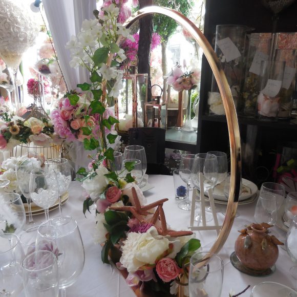 Duo Cercles de table fleuri *Or =2 ( Diam 60 cm) rose gold -SPECIAL ...