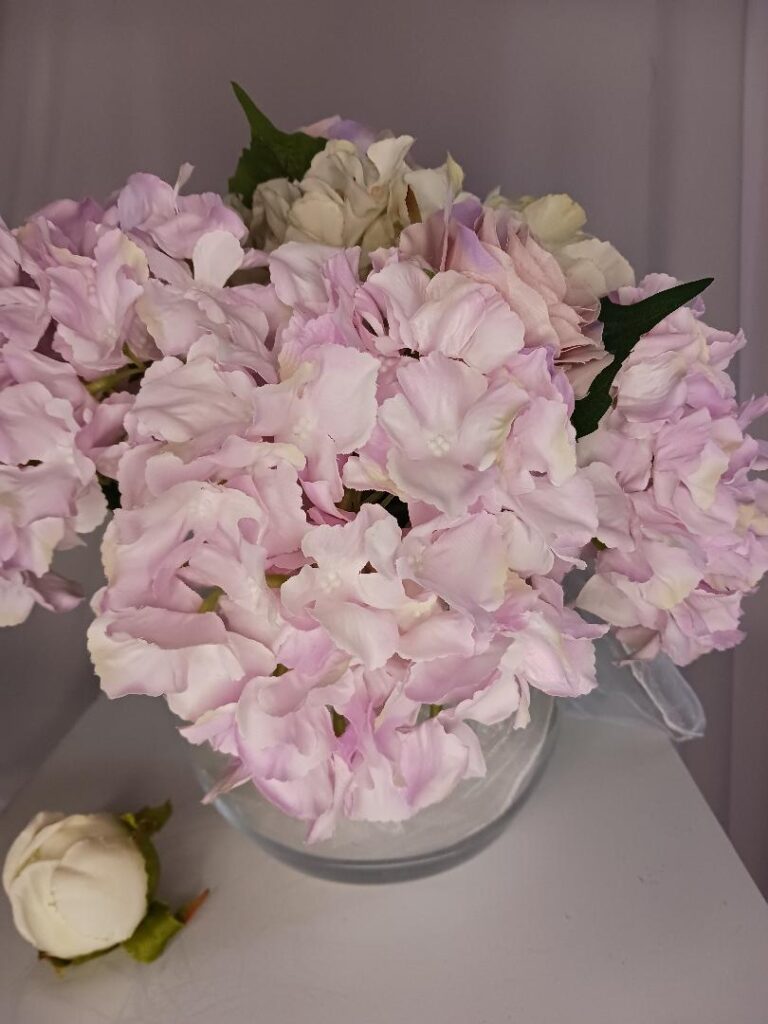 Hortensia de soie rose parme pastel- Location fleur artificielle ...